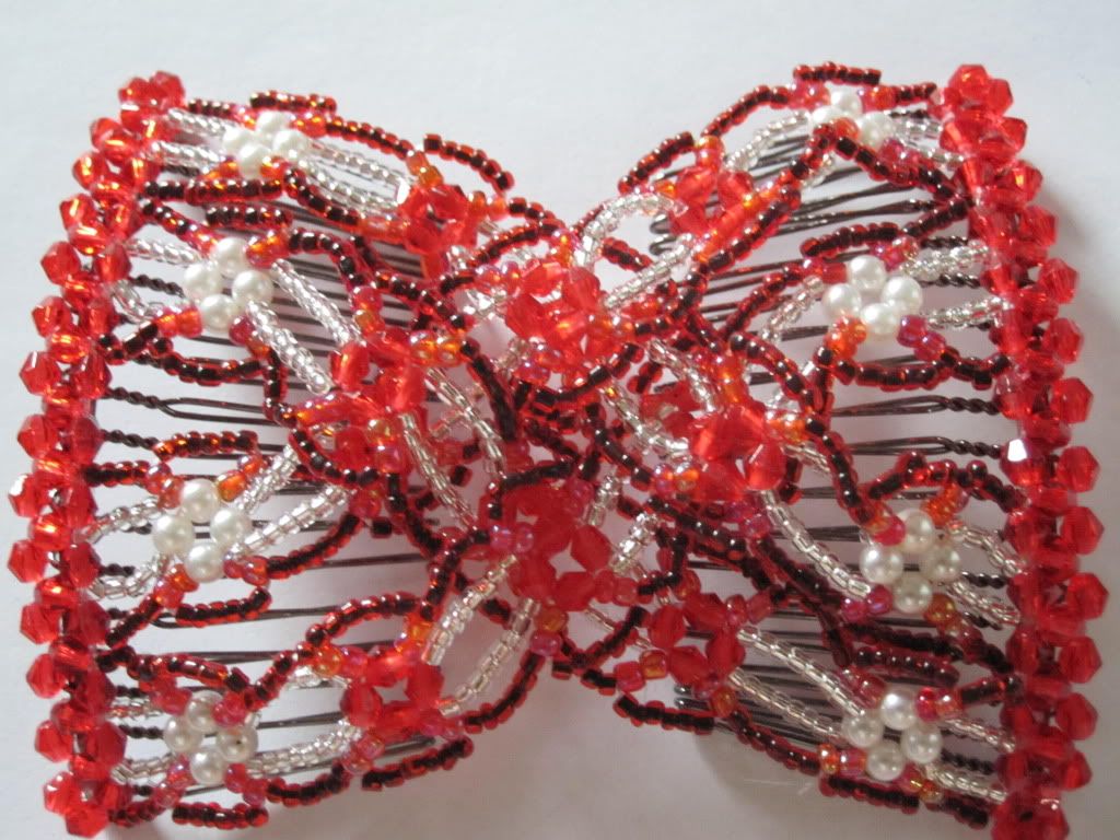 EZ COMBS-STUNNING MULTI COLOR STRETCHY BEADED DOUBLE HAIR COMB CLIPS ...